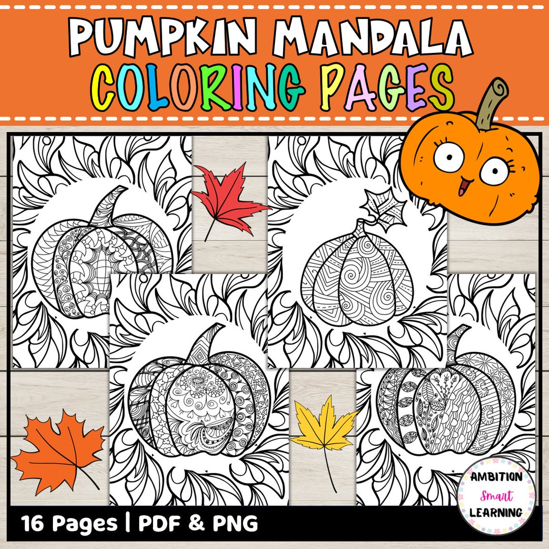 Pumpkin Mandala Zentangle Coloring Pages, Halloween Pumpkin Mandala ...