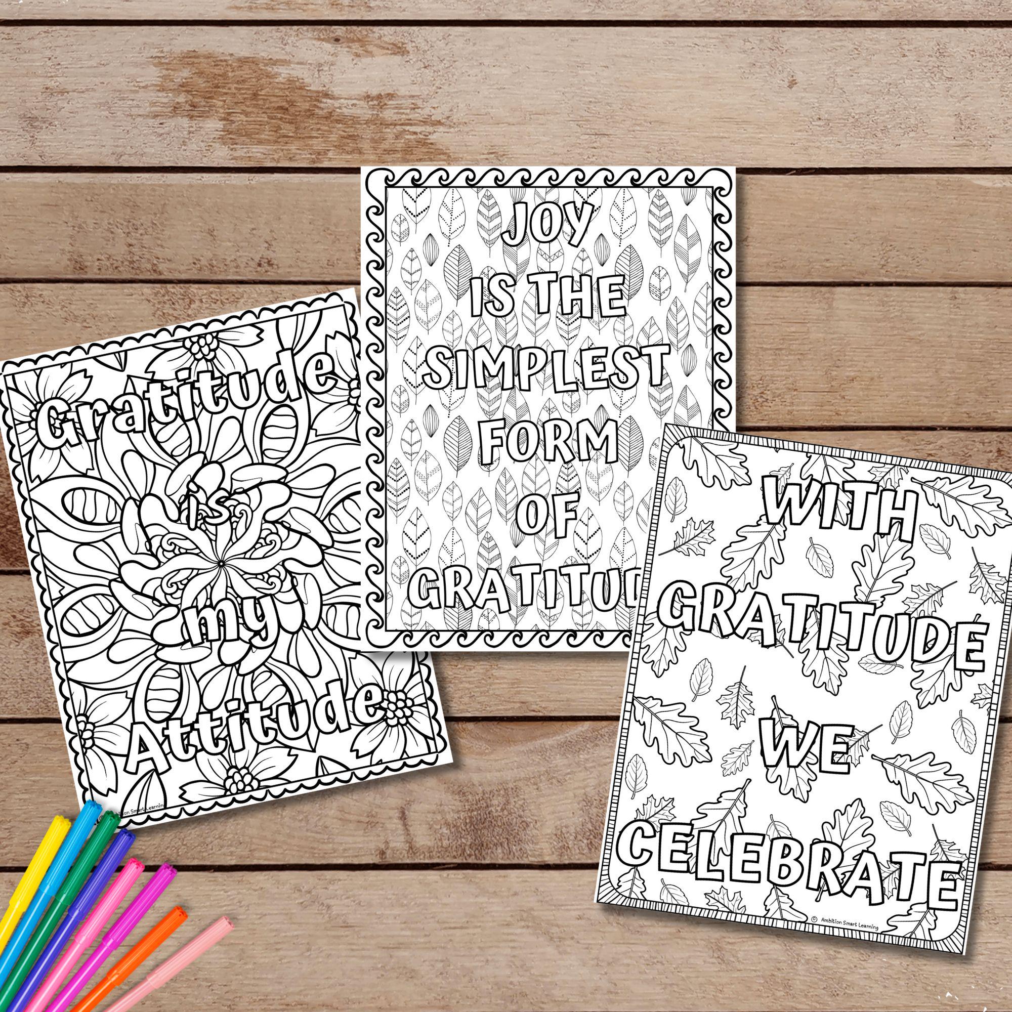 Gratitude Coloring Pages, Relax & Be Thankful, Adult Coloring Pages ...