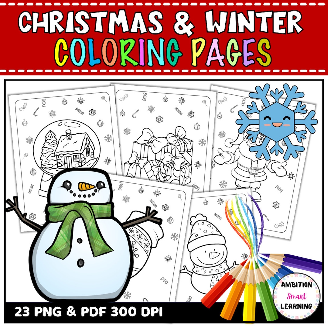 Christmas & Winter Coloring Pages - Etsy