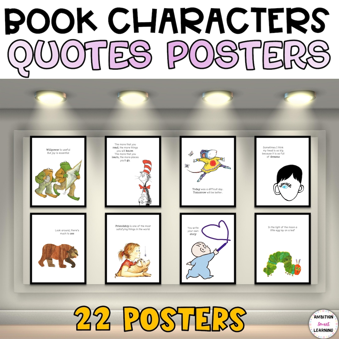 Book Character Posters, Children's Story Book Inspirational Quote ...