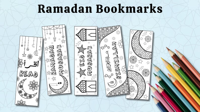 Ramadan and Eid Bookmarks to Color, Islamic Muslim Holiday, Islamic ...