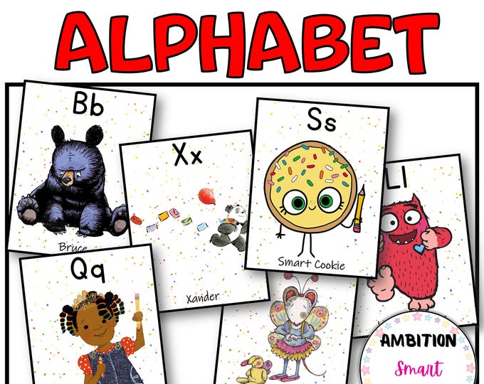 Library Favorite Book Characters Printable Alphabet Letter Posters ...