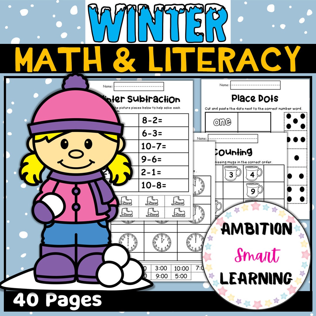 Winter Math and Literacy Worksheets for 3rd Grade, NO PREP 3rd Grade ...