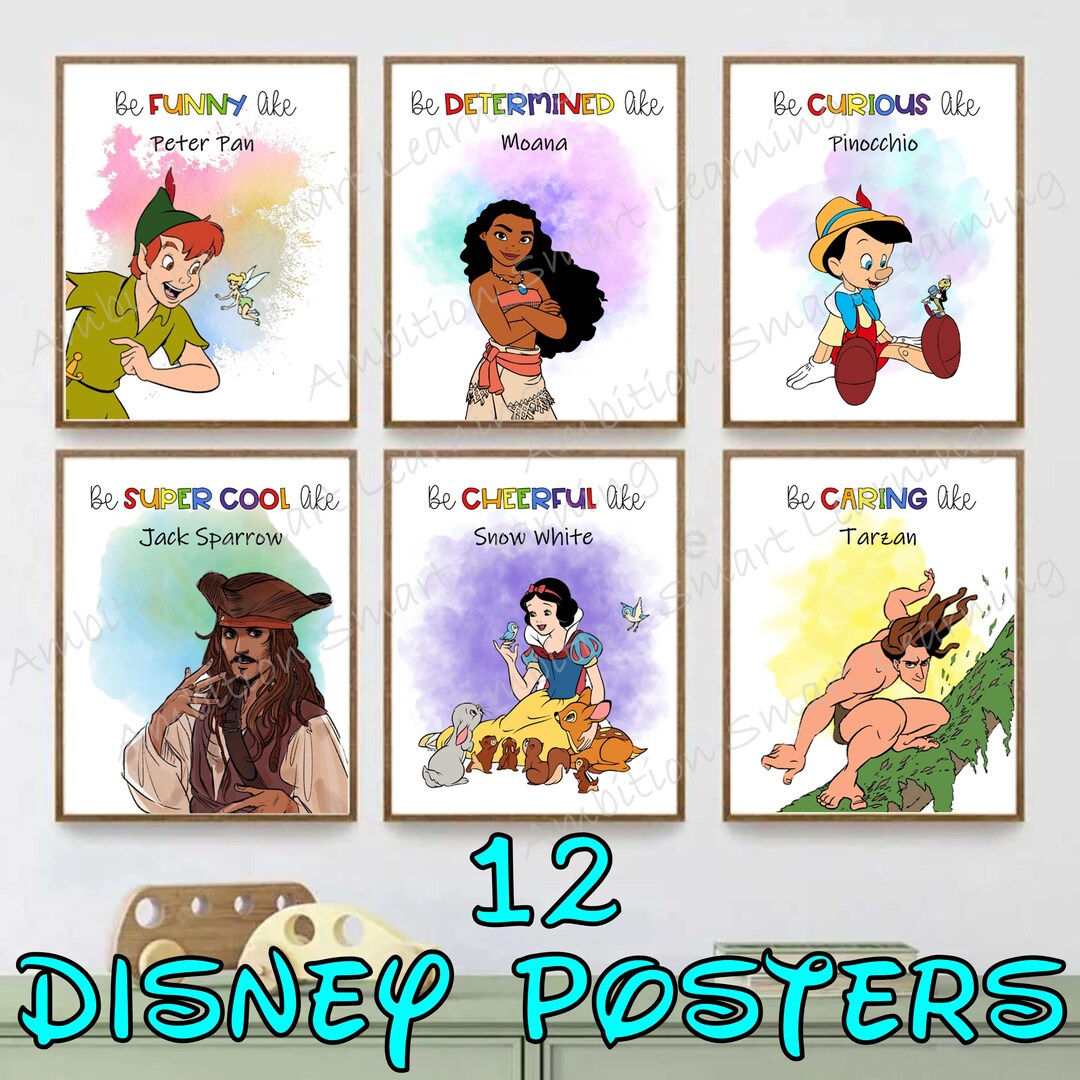 Disney Character Posters Positive Affirmation, Watercolors, Disneyland ...