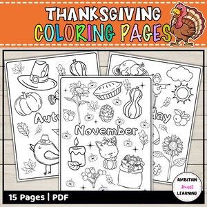 Fall Thanksgiving Coloring Pages, Turkey Day Coloring Sheets, Printable ...