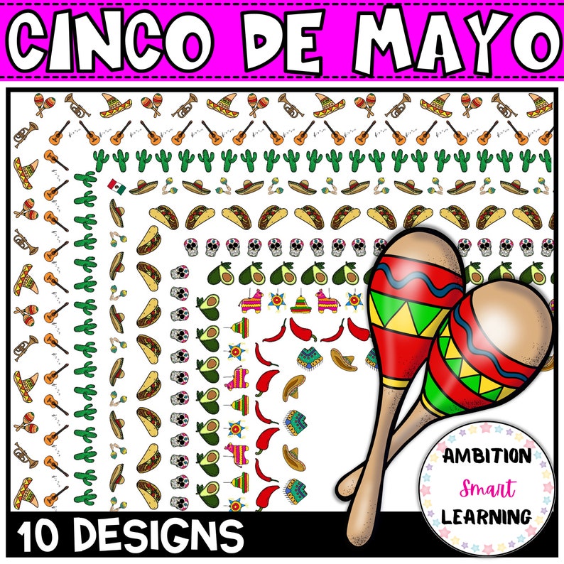 Cinco De Mayo Borders Clip Art, Fiesta Clipart, Mexico Clip Art ...