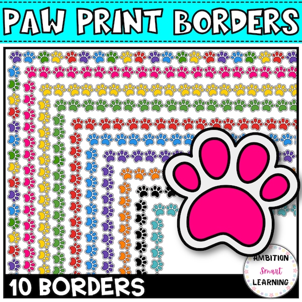 Paw Print Borders - Etsy