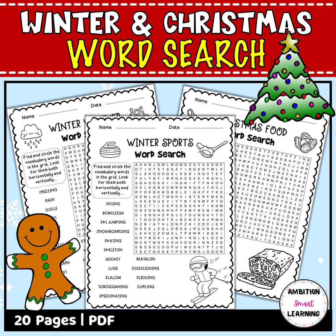 Fun Winter & Christmas Word Search - Etsy