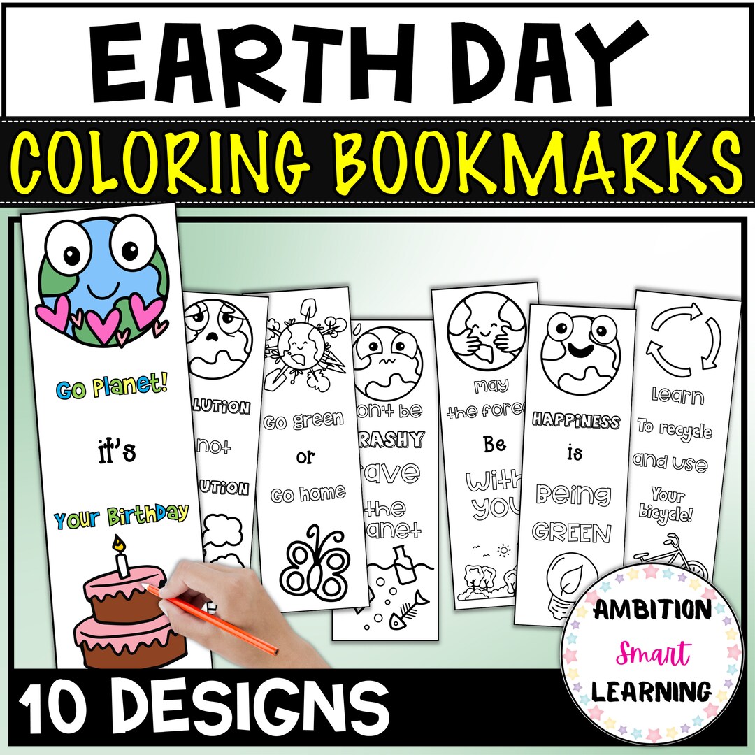 Earth Day Bookmarks to Color, Fun Quotes Earth Day Coloring Bookmarks ...