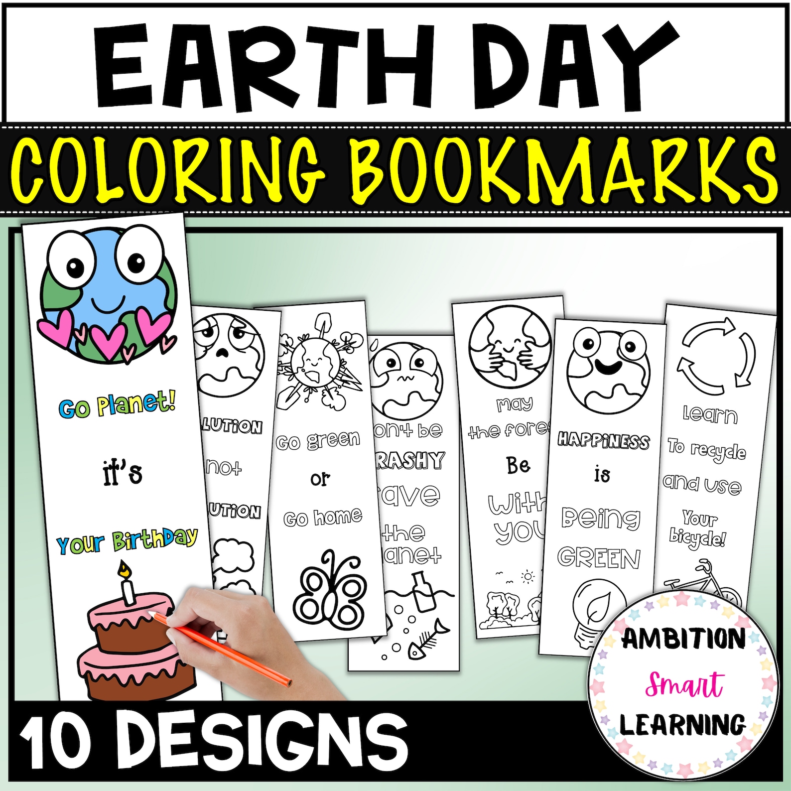 Earth Day Bookmarks to Color, Fun Quotes Earth Day Coloring Bookmarks ...