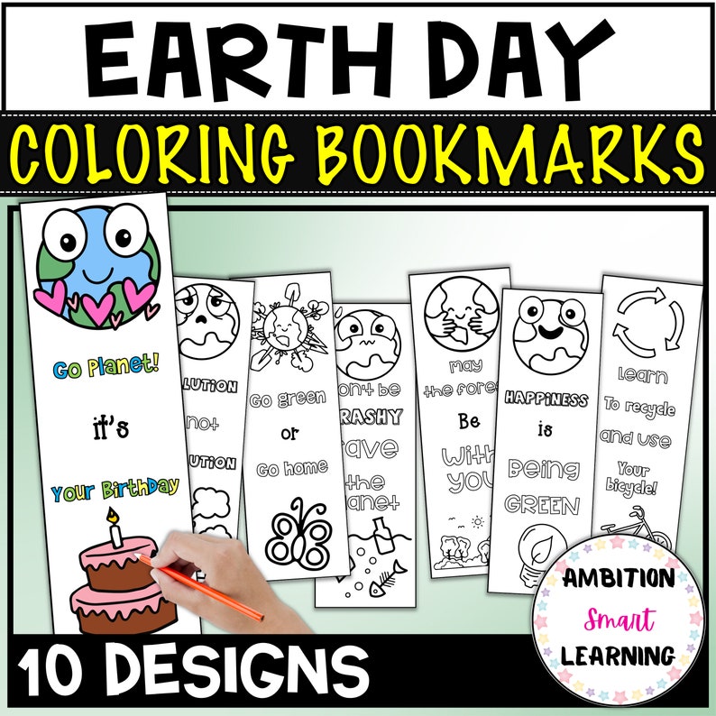 Earth Day Bookmarks to Color, Fun Quotes Earth Day Coloring Bookmarks ...