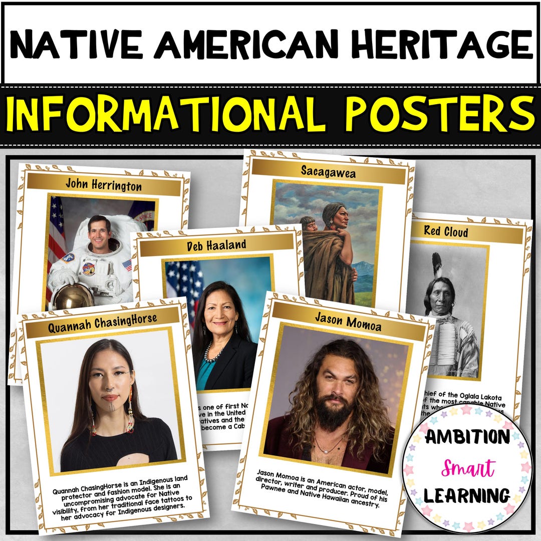 Native American Heritage Month Posters With Short Biography Bulletin ...