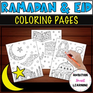 Ramadan & Eid Coloring Pages Ramadan Mubarak - Etsy