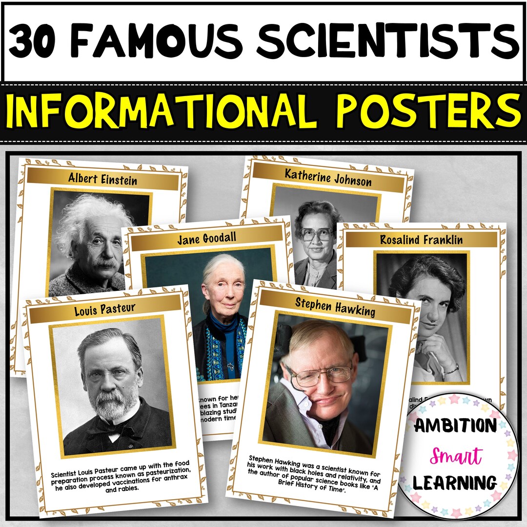 Carteles de científicos famosos con breve biografía para tablón de ...