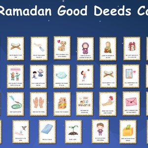 Ramadan Good Deeds Cards, Glitter Cards for Kids, Prayer Cards, Islamic ...