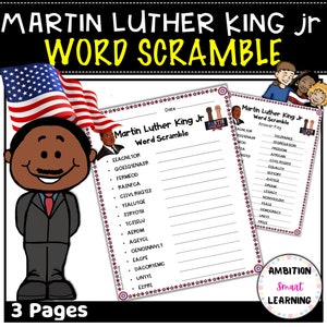 Martin Luther King Jr. Day Word Scramble Puzzle Activity | MLK Day Game ...
