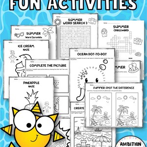 End of Year FUN Activity No Prep Summer Break Puzzles, Coloring Pages ...
