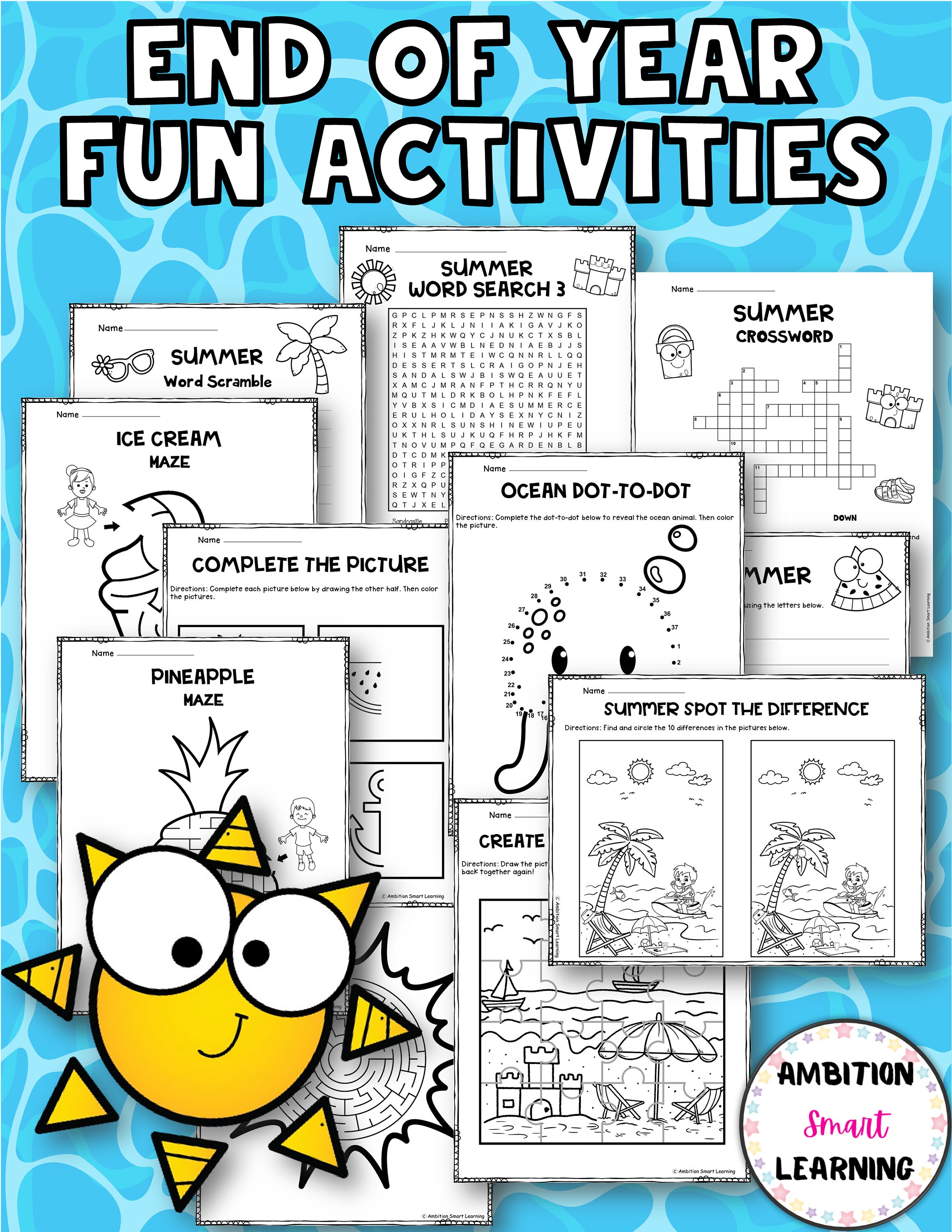 End of Year FUN Activity No Prep Summer Break Puzzles, Coloring Pages ...