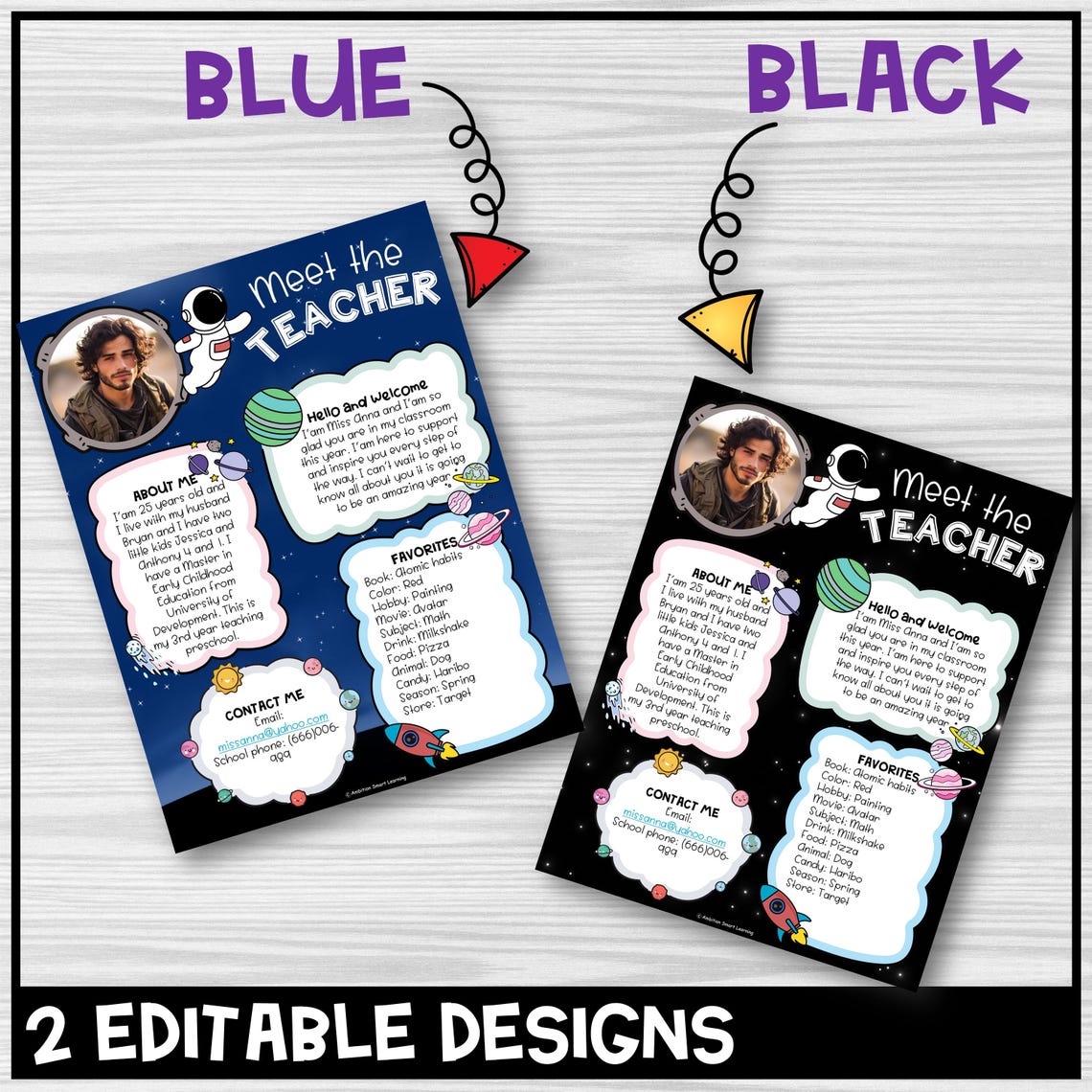 Meet the Teacher Templates EDITABLE, Space Theme, Galaxy, Back to ...