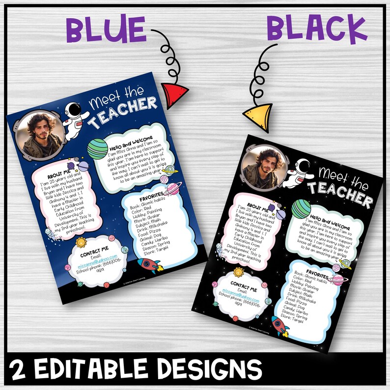 Meet the Teacher Templates EDITABLE, Space Theme, Galaxy, Back to ...