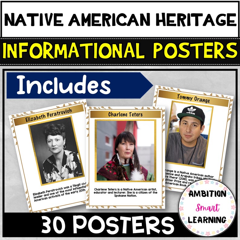 Native American Heritage Month Posters With Short Biography Bulletin ...