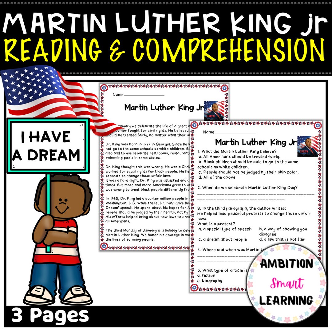 Pasajes de lectura de Martin Luther King Jr. / Actividades del día de ...