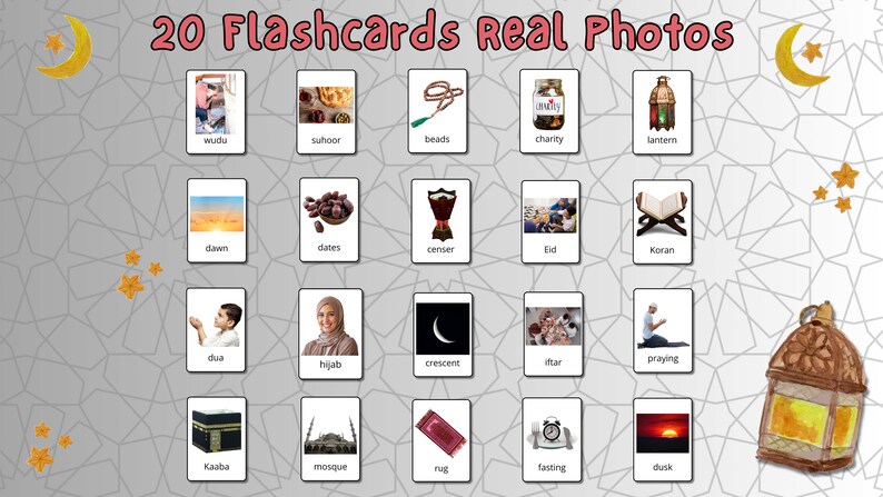 Ramadan Flash Cards, Printable Flash Cards, Ramadan Vocabulary, Real ...