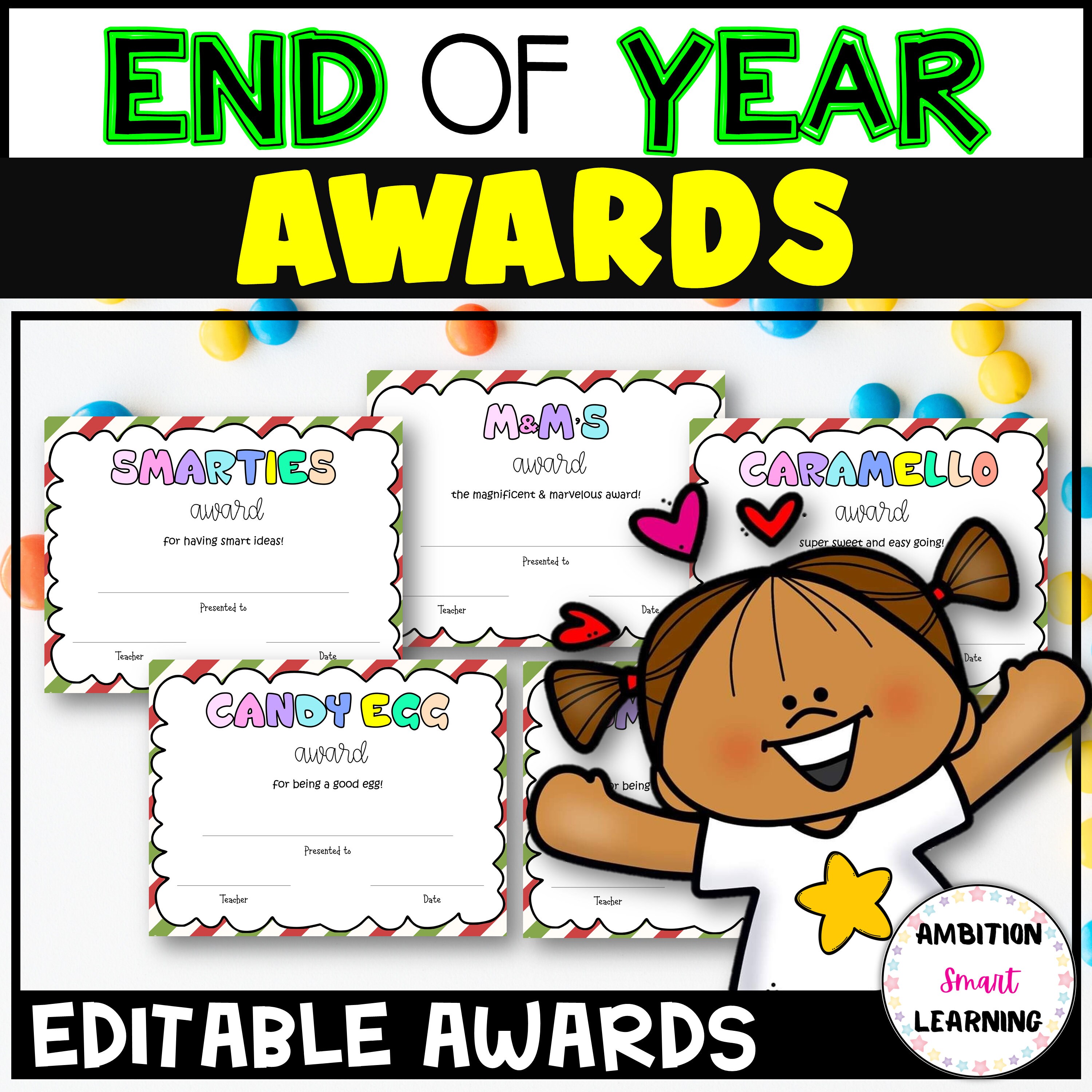 End of the Year Awards Certificates Class Candy Awards Day, Editable ...