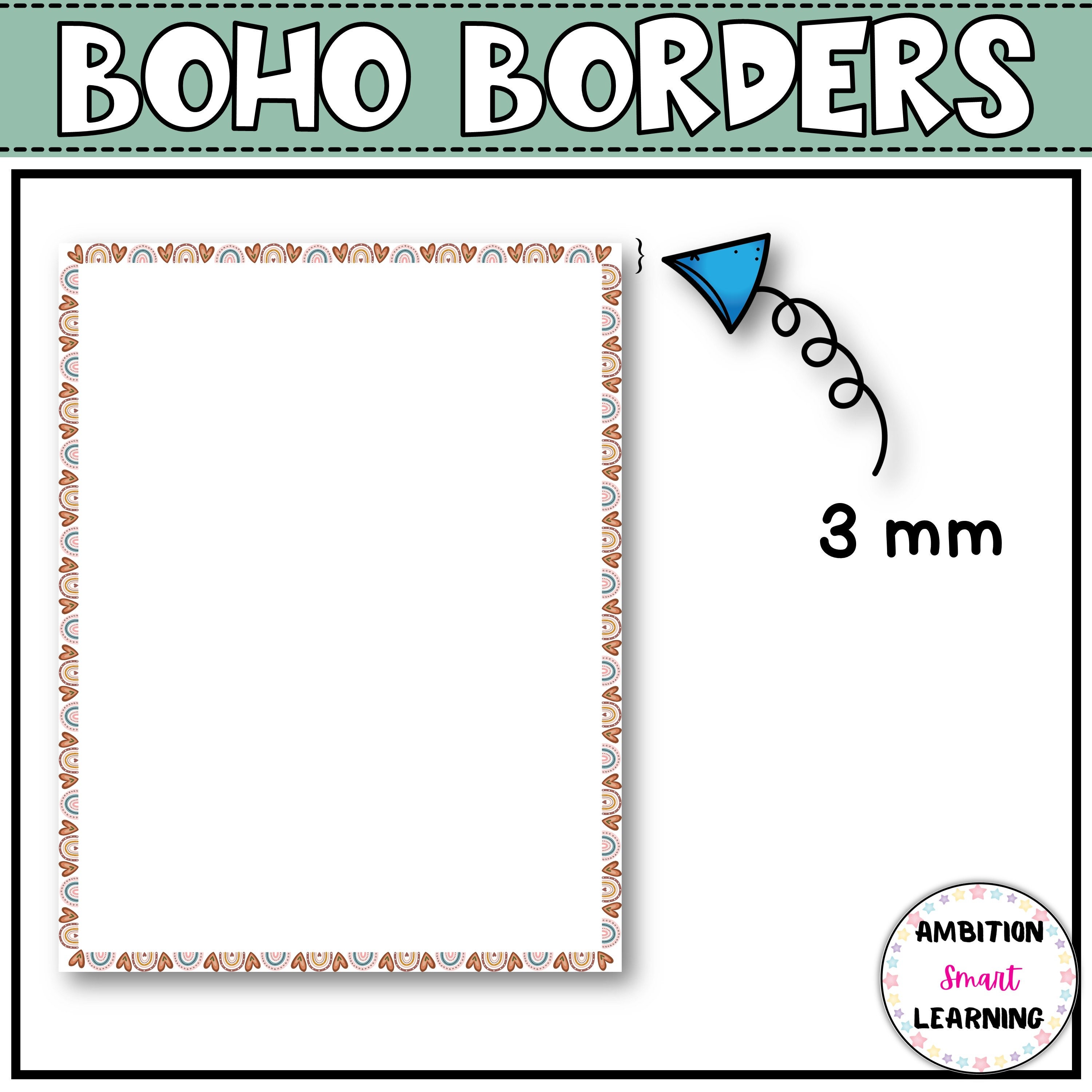 Boho Rainbow Borders Clip Art, Decorative Element, Page Border Journal ...