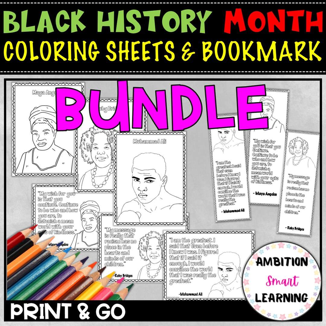 Black History Month Coloring Sheets and Bookmarks BUNDLE | Black ...