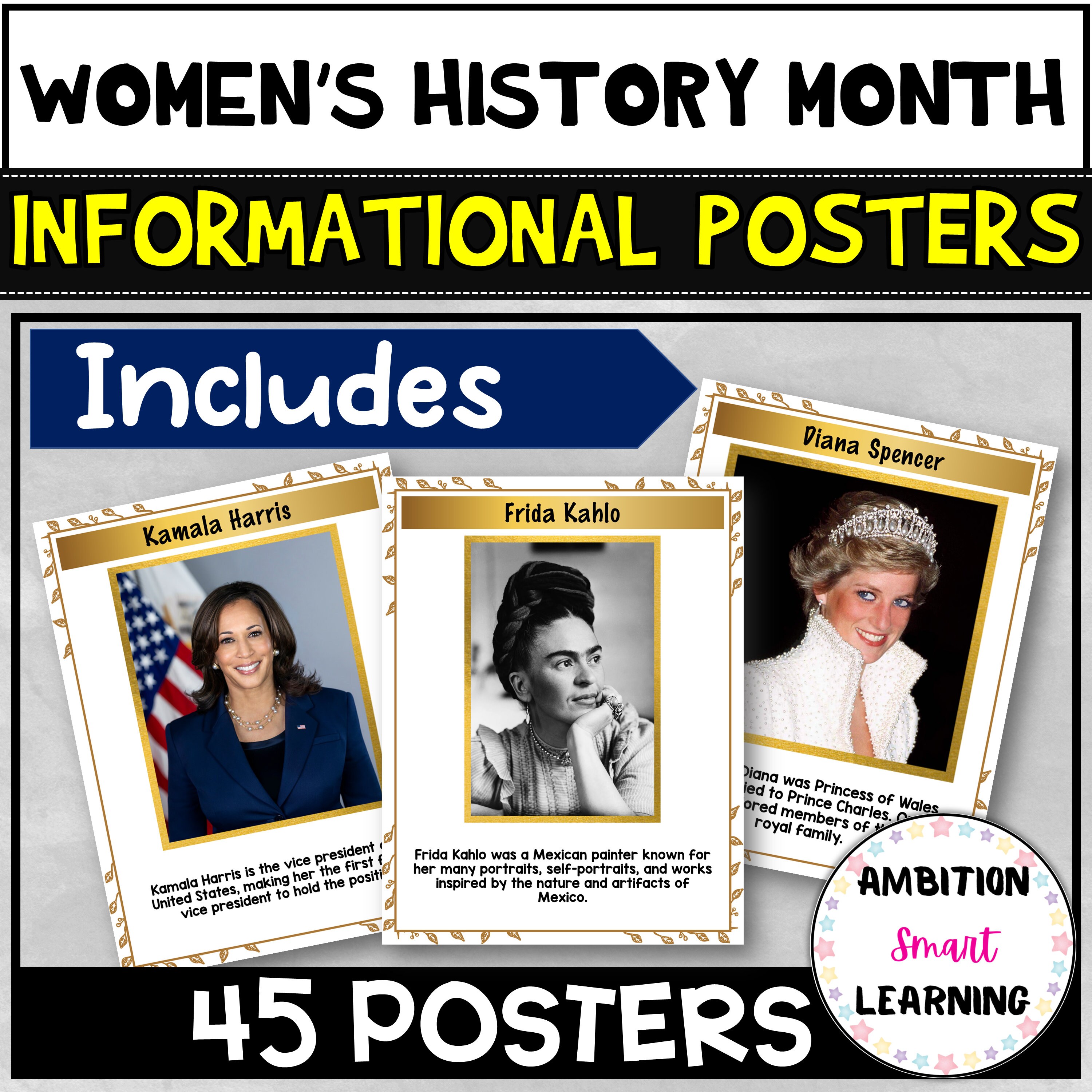 Women's History Month Posters of Inspirational People, Famous Women in ...