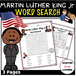 Martin Luther King Jr. Day Word Search Puzzle Worksheet Activity MLK ...