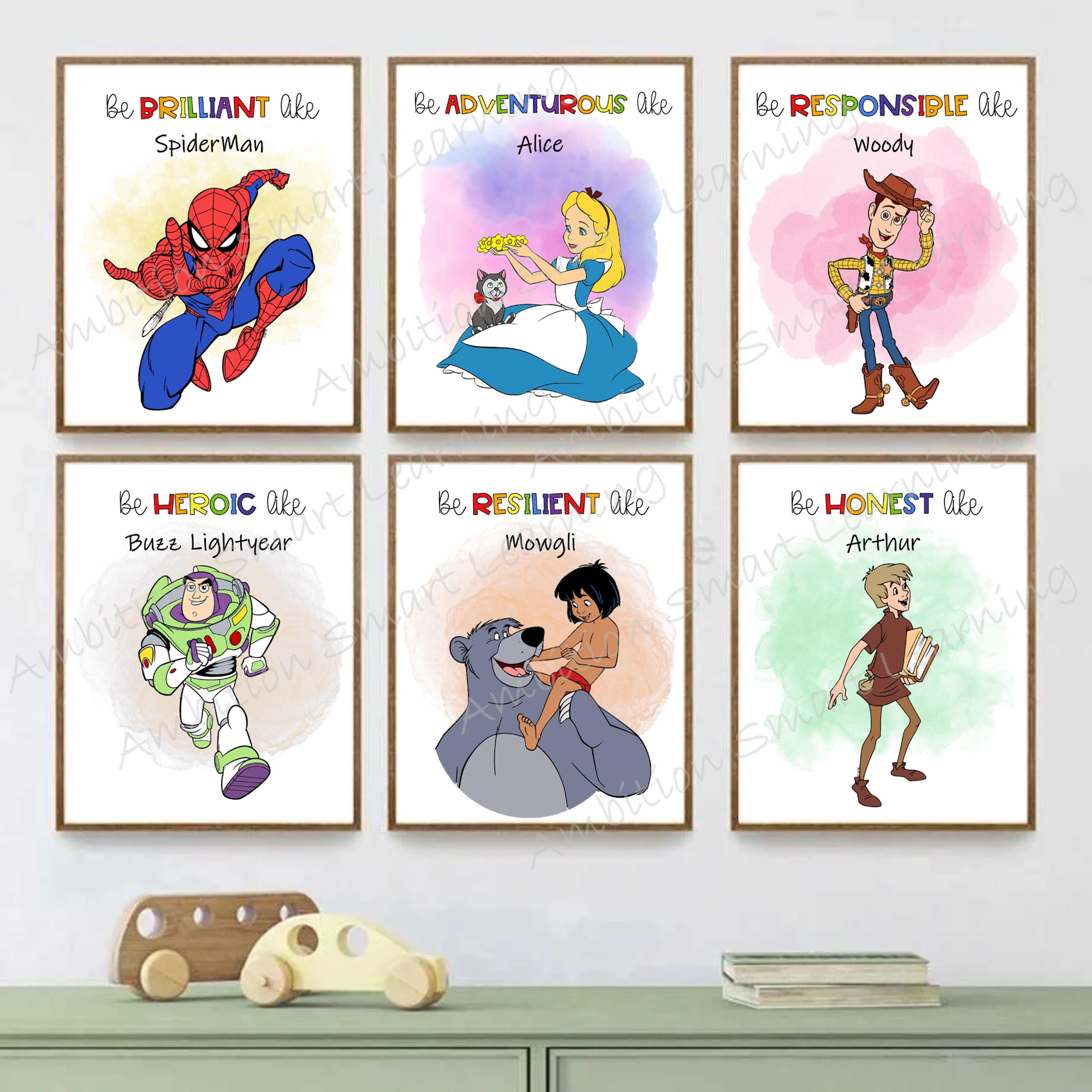 Disney Character Posters Positive Affirmation, Watercolors, Disneyland ...