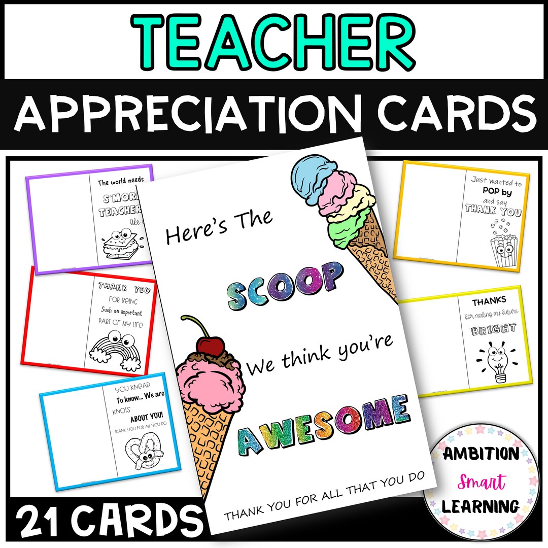 End of the Year Teacher Appreciation Note Coloring Cards | End of Year ...