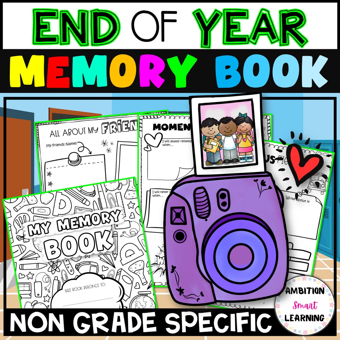 End of Year Memory Book Activities Last Week of School, School Memory ...