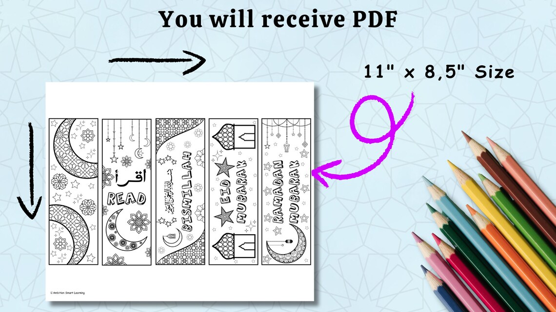 Ramadan and Eid Bookmarks to Color, Islamic Muslim Holiday, Islamic ...