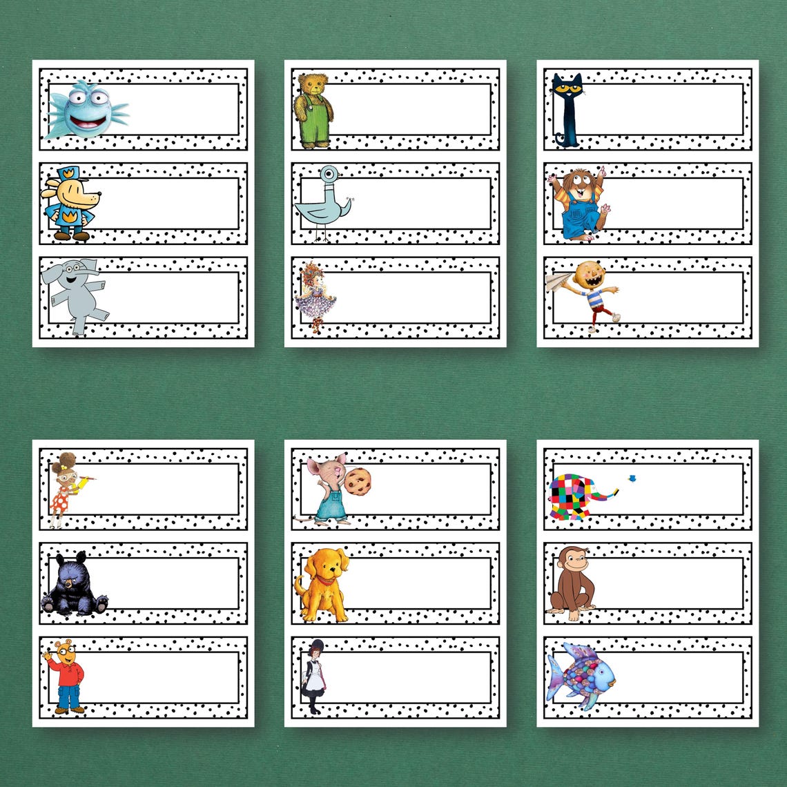 Book Characters Desk Name Tags Editable, Library Favorite Book ...