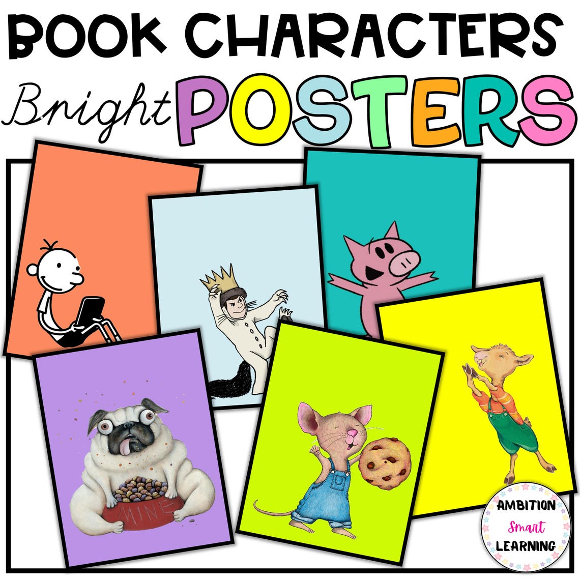 Book Character Bright Posters, Classroom Library, Bulletin Board ...