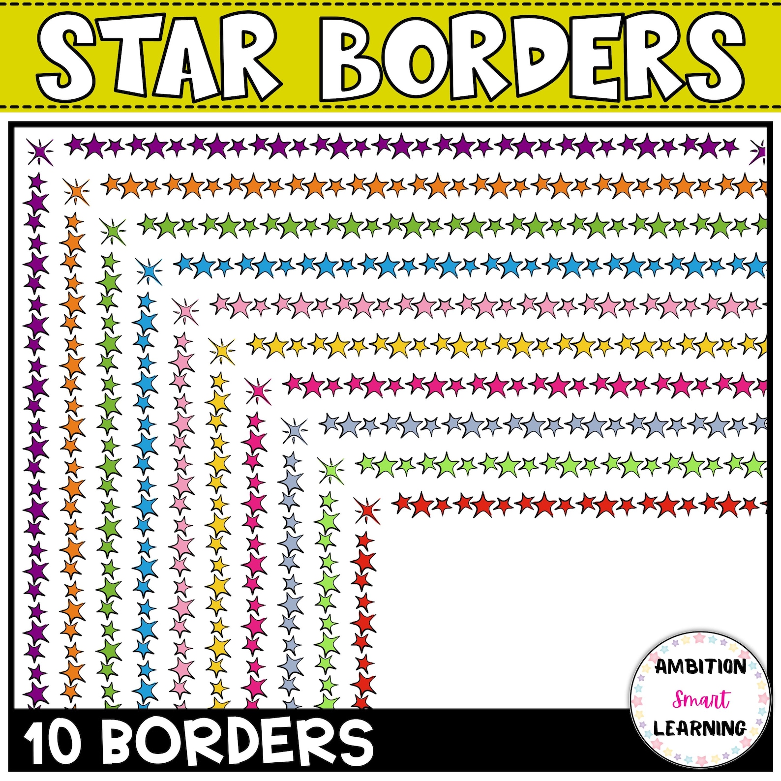 Star Borders Clip Art, Frames Clipart, Border Clipart, 8.5 X 11, Star ...