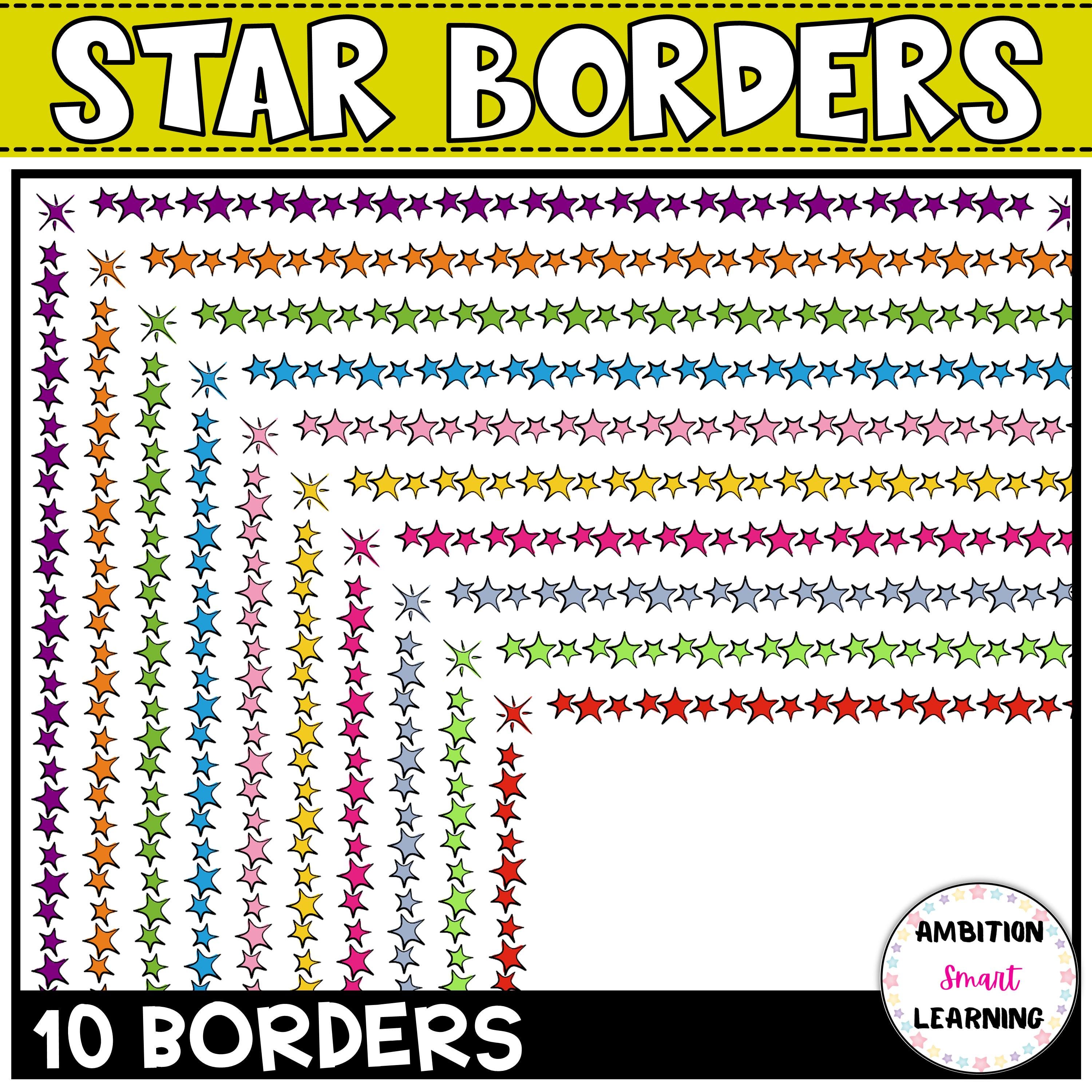 Star Borders Clip Art, Frames Clipart, Border Clipart, 8.5 X 11, Star ...