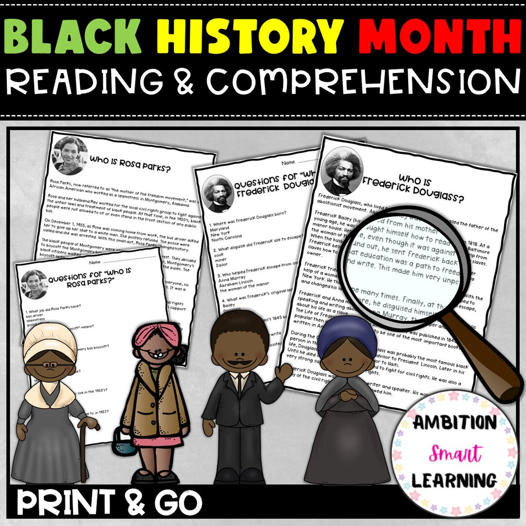 Black History Month Reading Comprehension Passages Stories, Social ...
