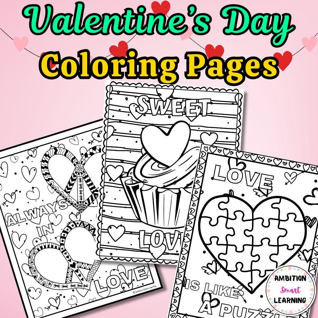 Valentines Day Coloring Pages, Creative Designs, Printable Valentines ...