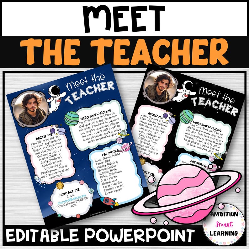 Meet the Teacher Templates EDITABLE, Space Theme, Galaxy, Back to ...