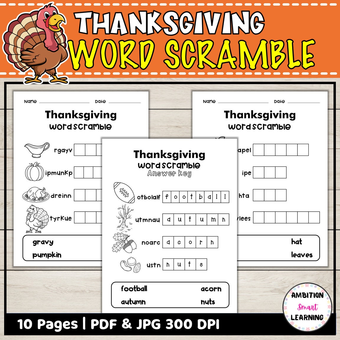 Thanksgiving Vocabulary, Word Search, Coloring Pages, Word Scramble ...