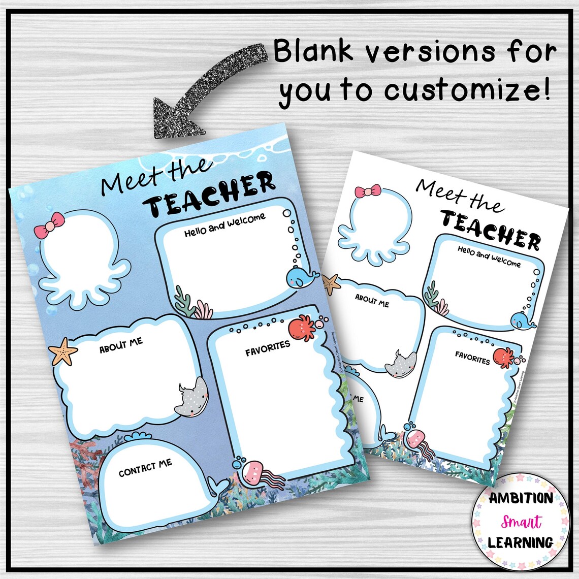 Meet the Teacher Templates EDITABLE, Ocean Theme, Under the Sea, Back ...