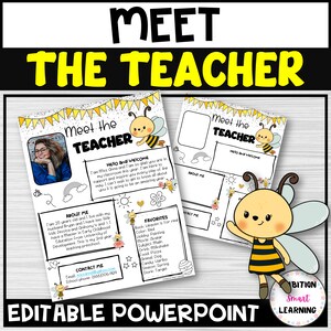 Meet the Teacher Templates EDITABLE, Bee Theme, Back to School, Teacher ...