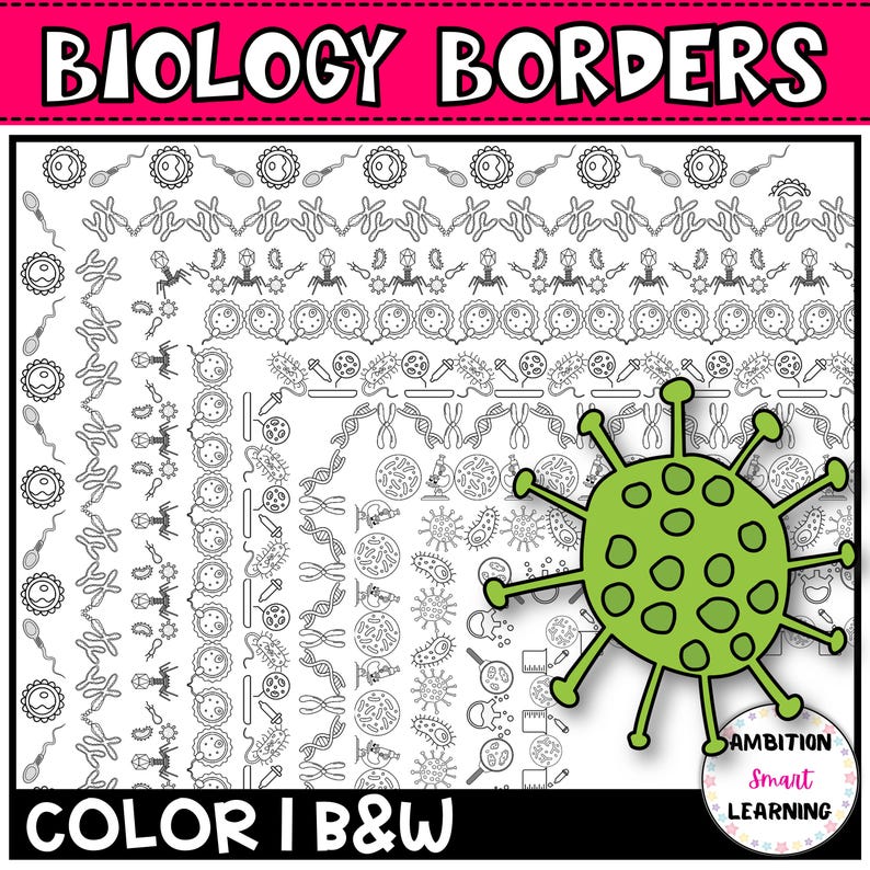 Science Biology Borders DNA, Cells, Bacteria, Sperm, Chromosome ...