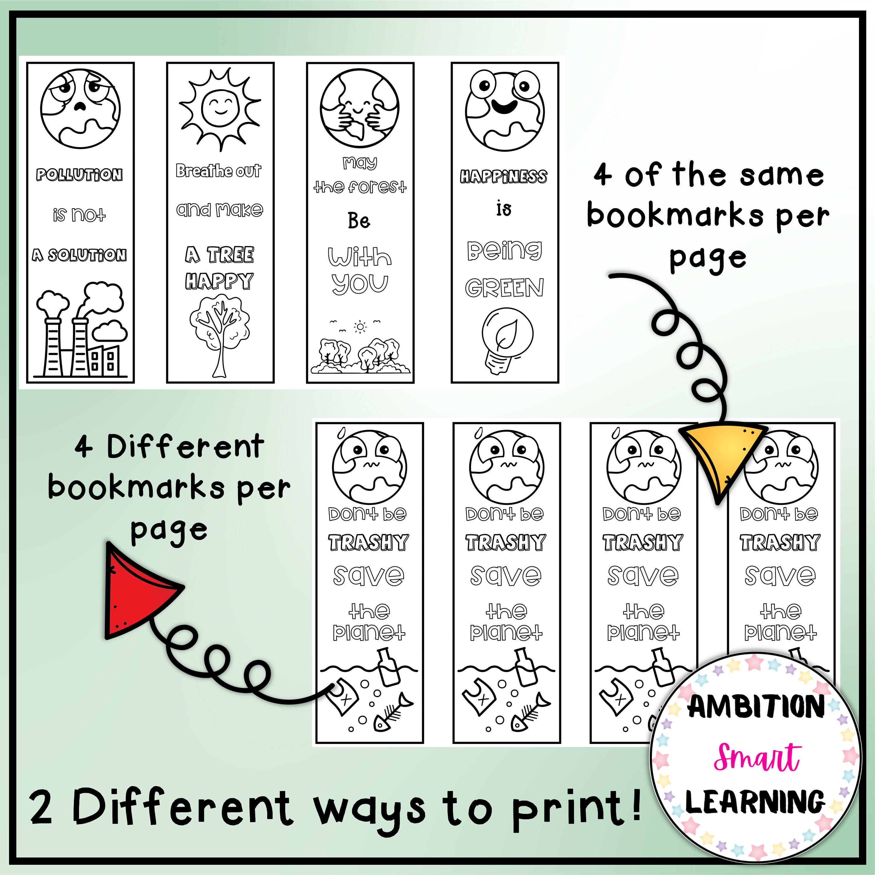 Earth Day Bookmarks to Color, Fun Quotes Earth Day Coloring Bookmarks ...