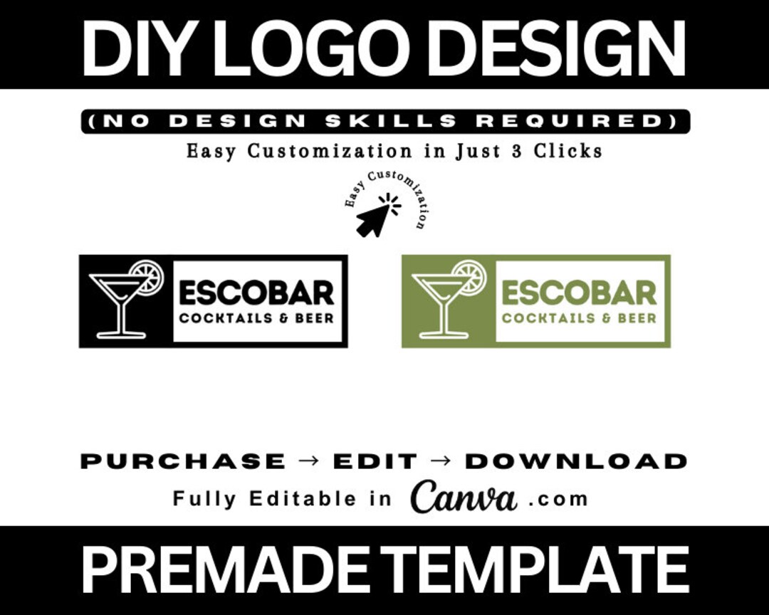 Bar Logo Template, Mobile Bar Logo Design, Bar Logo Sign, Bar Sign, Diy ...