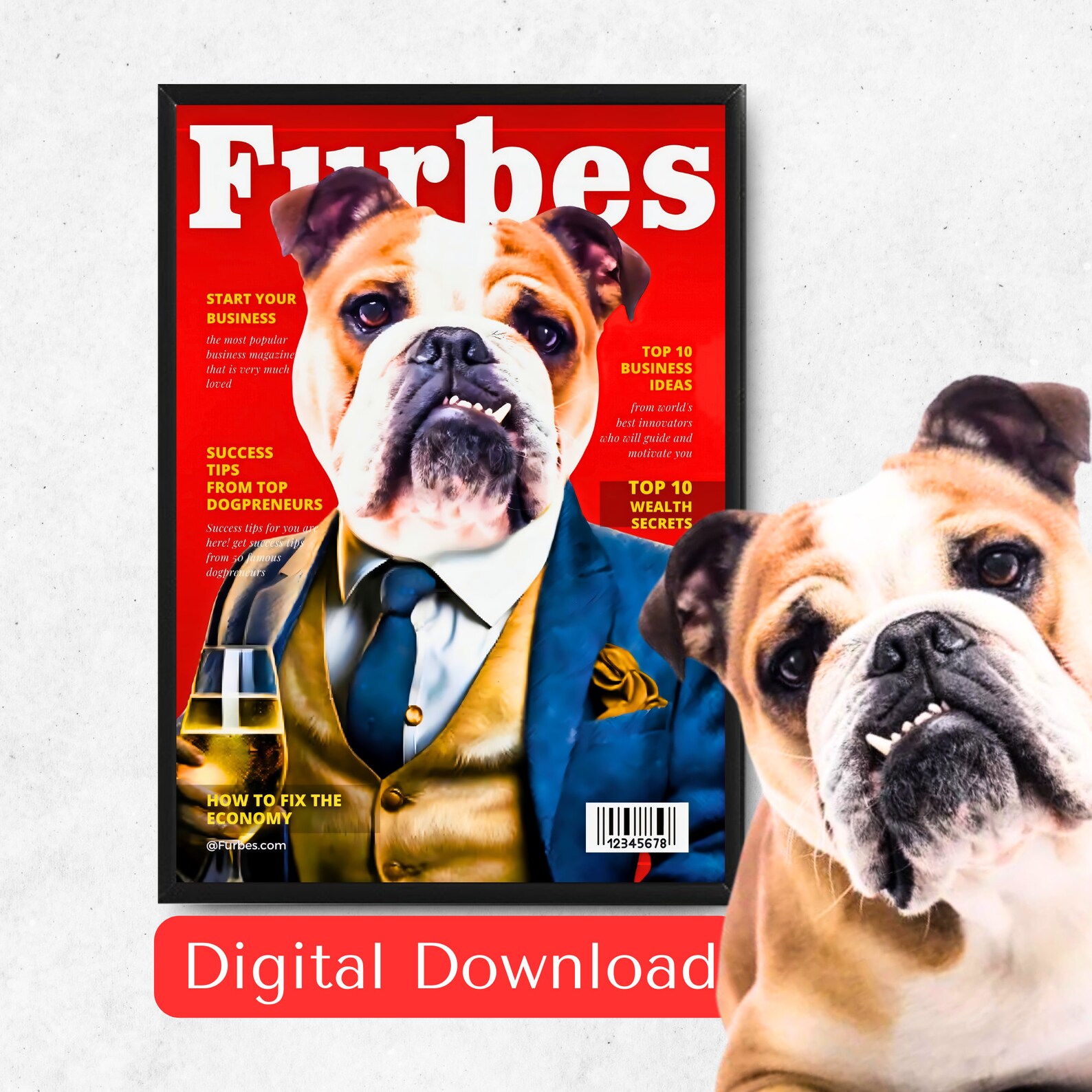 Funny Pet Portrait From Photo Pet Gift for Pet Owner Gift for Pet ...